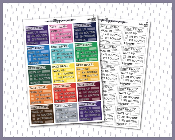 Daily Recap Tracker Stickers AM Routine PM Routine | Etsy