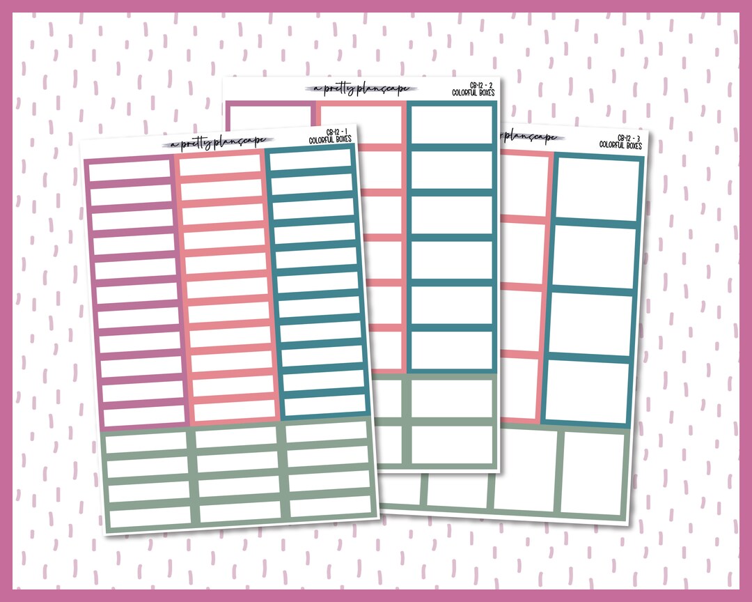 Colorful Boxes Planner Stickers Kiss Cut Stickers Functional Boxes 6 ...