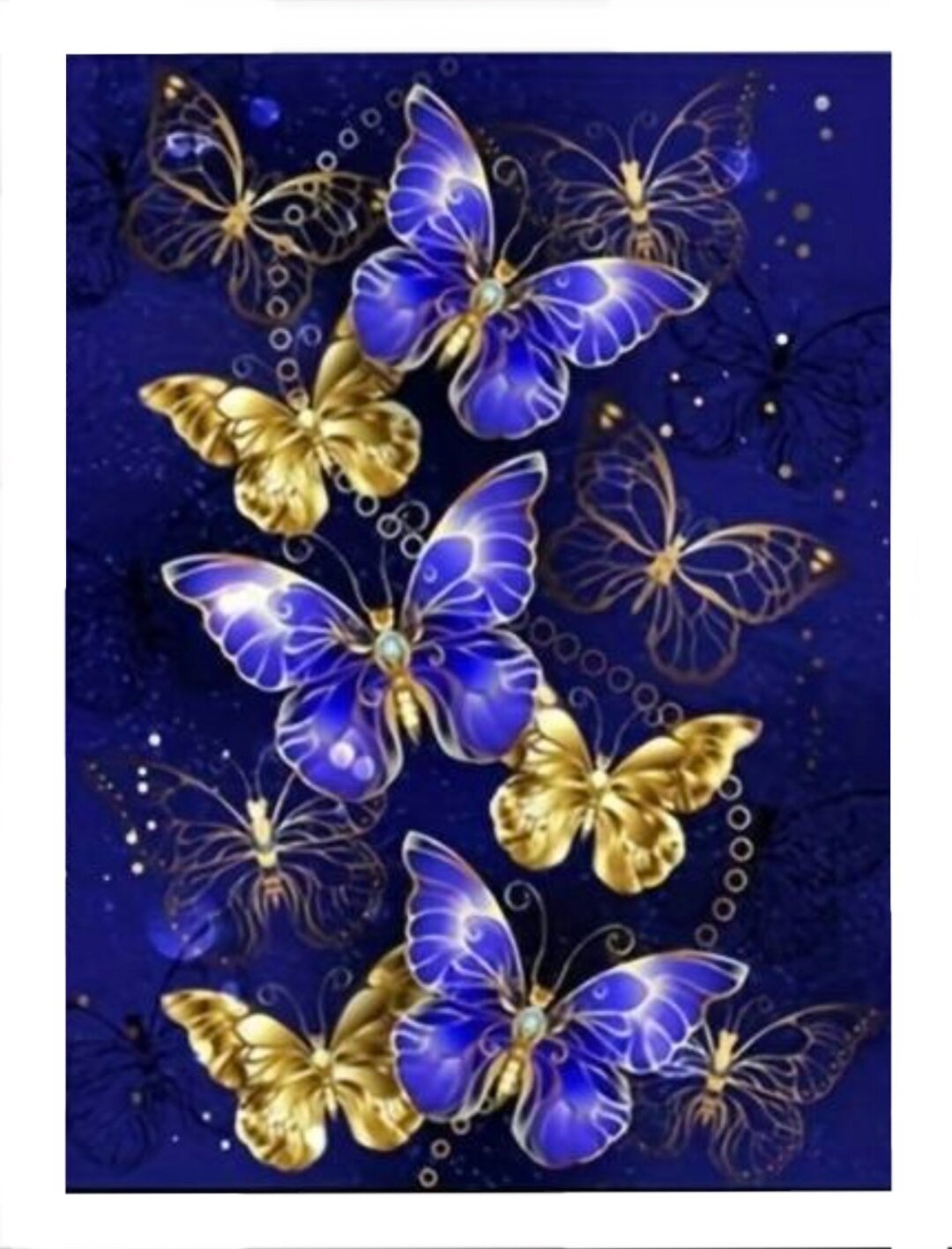 Diamond Painting DIY Set Picture Gold Butterfly Purple 5D Stones Glue ...