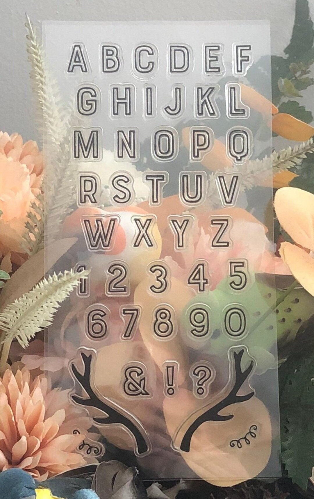 Silicone Stamp ABC A-Z Alphabet Letters Numbers Antlers Clear Stamps ...