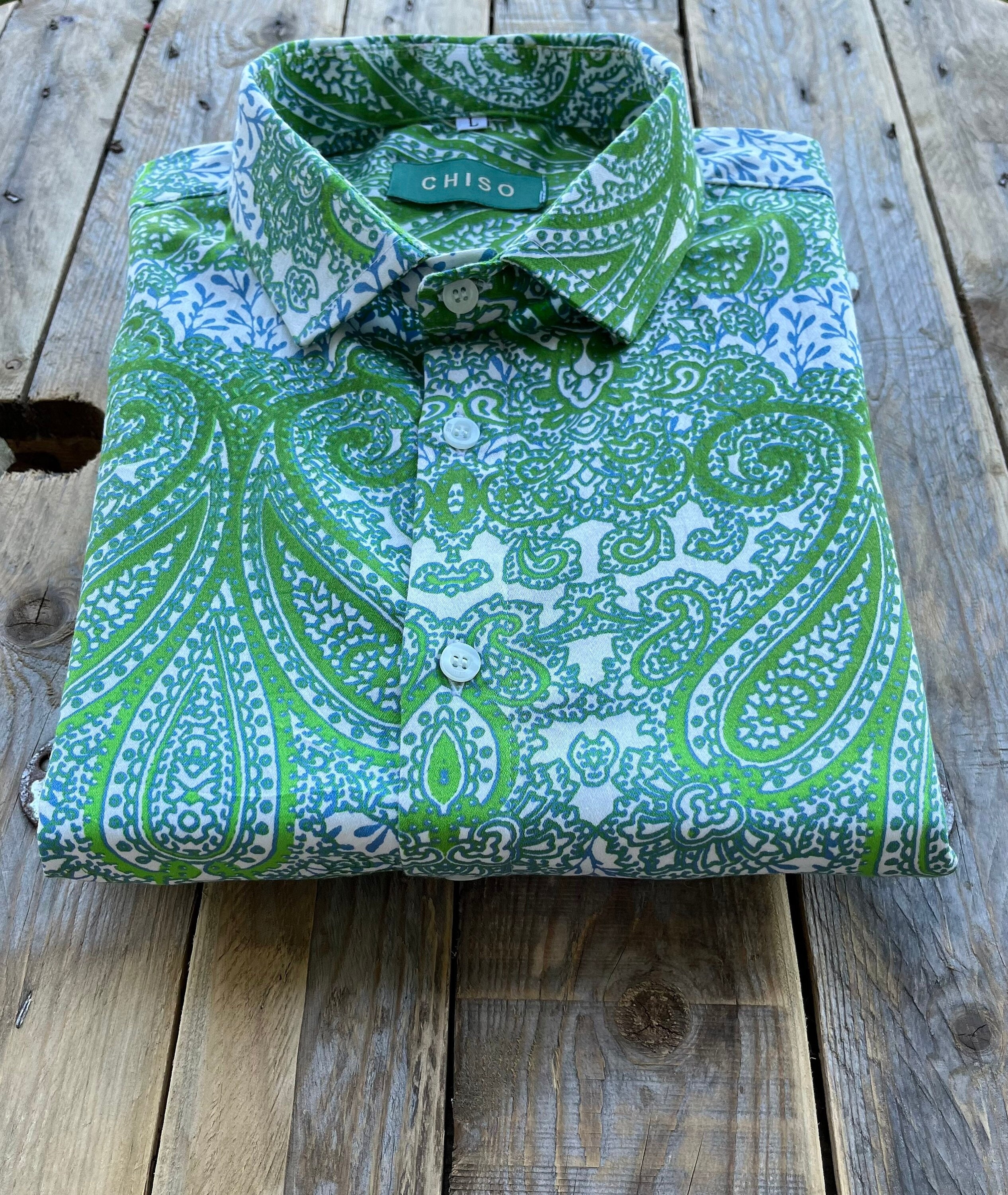 Green Paisley Shirt Men