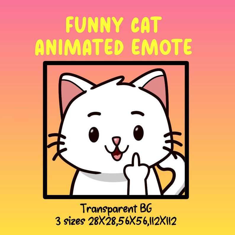 Cute Cat Animated Twitch Emote, Funny Cat Meme Emote Pack, White Cat ...