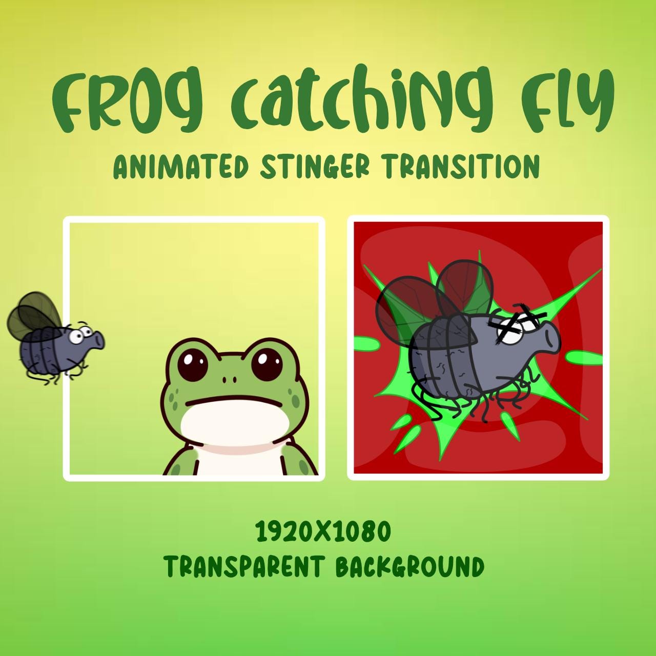 Twitch Animated Stinger Transition, Cute Frog Catching Fly, Colorful ...