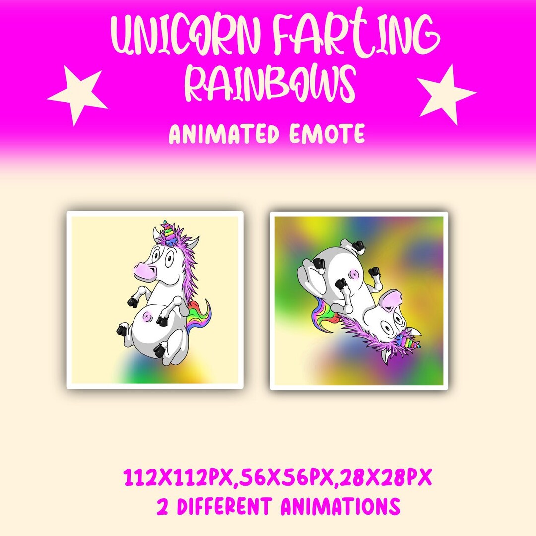 Funny Unicorn Farting Rainbows Animated Emote, Twitch Emotes (digital ...