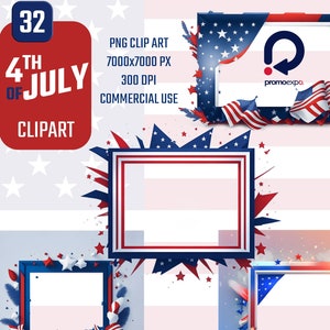 Fourth of July Clipart PNG, Independence Day, American Flag Border ...