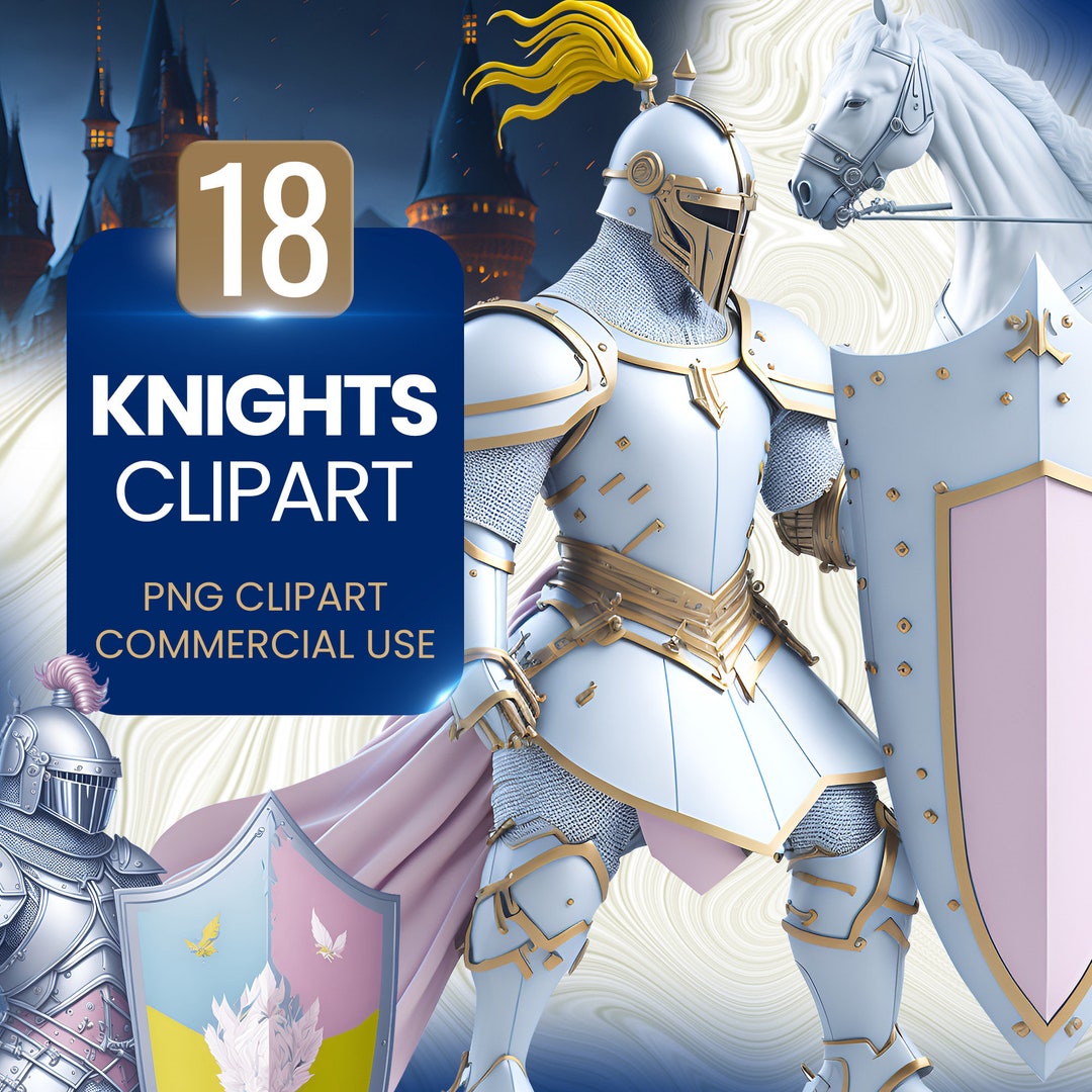 Watercolor Medieval Knights Clipart, Crusader Clip Art, Medieval Art ...