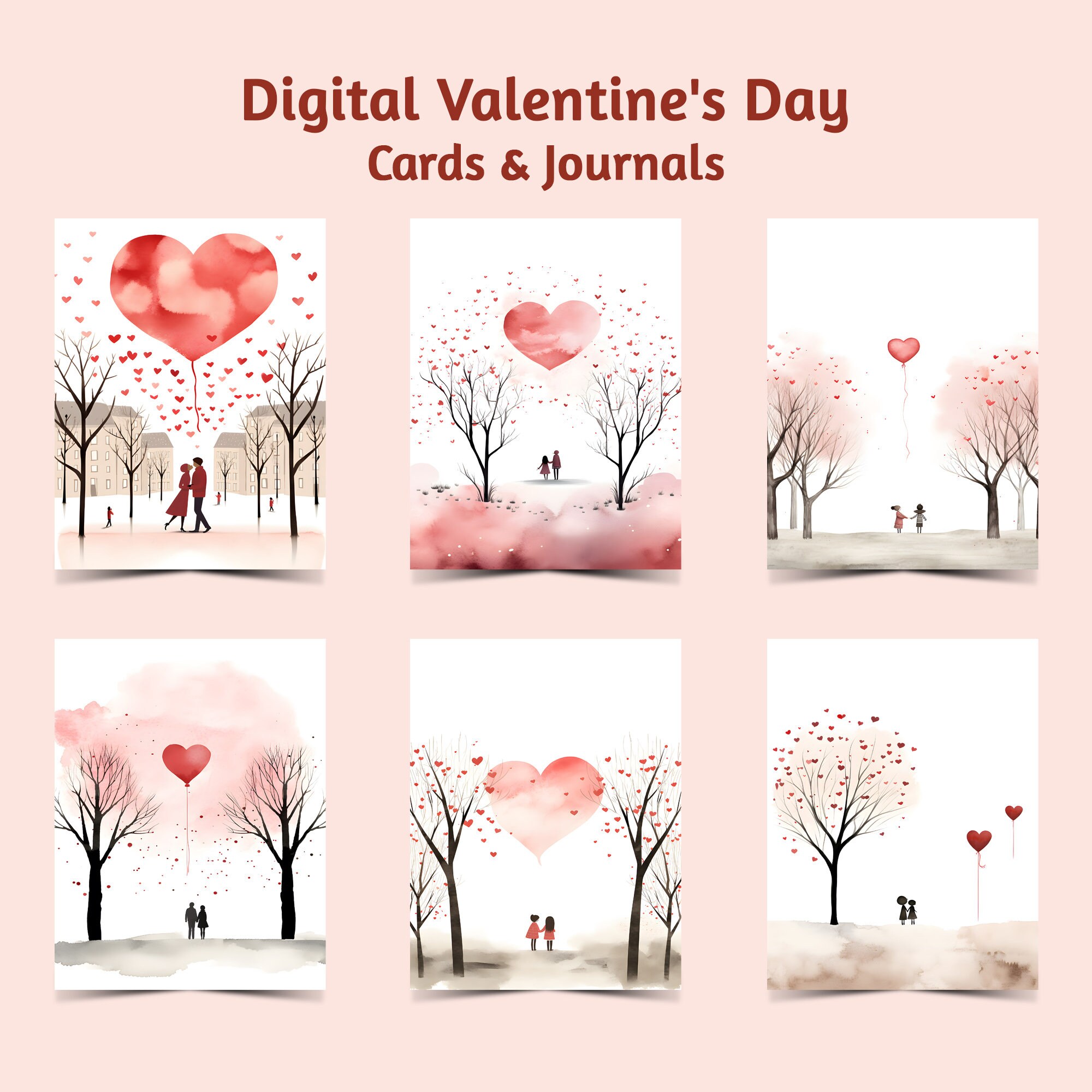 Digital Valentine's Day Cards & Journals - Printable Love Notes for A4 ...