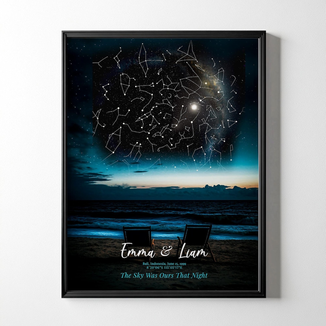 Custom Star Map, Gift for Couple, Night Sky Print, Star Map ...