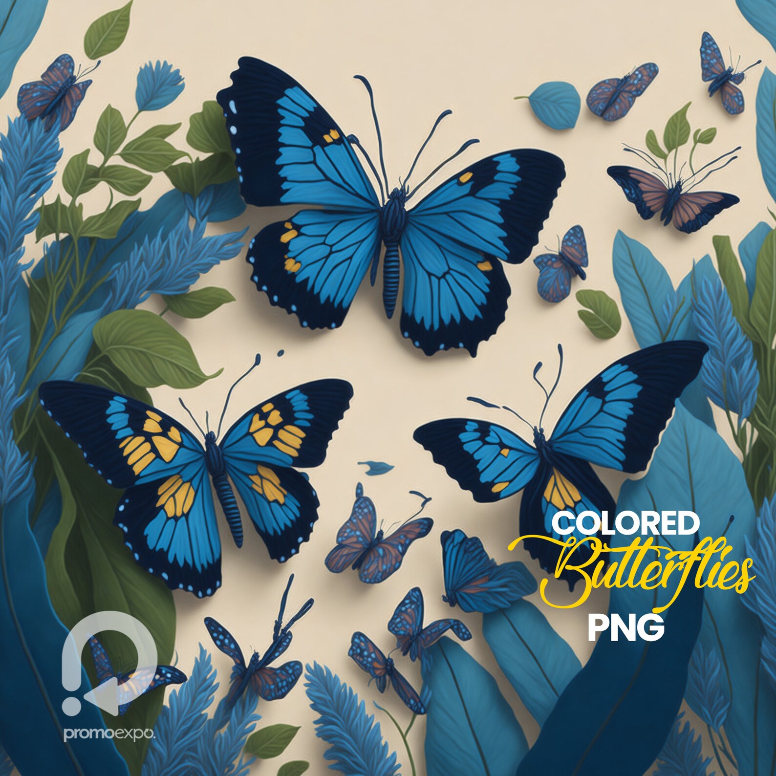 Vivid Butterfly PNG Clipart: Lush Floral Design (digital Download) - Etsy