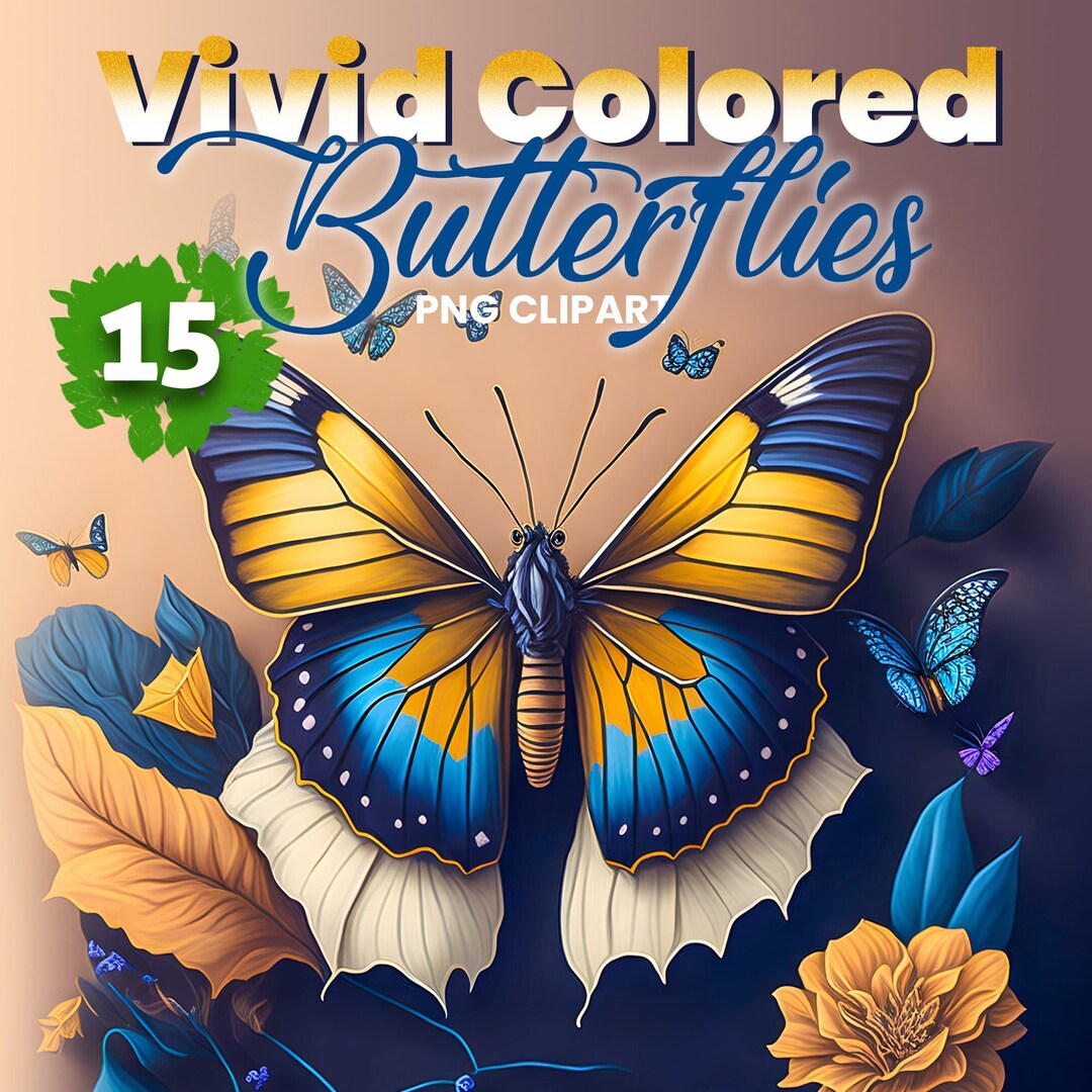 Vivid Butterfly PNG Clipart: Lush Floral Design (digital Download) - Etsy
