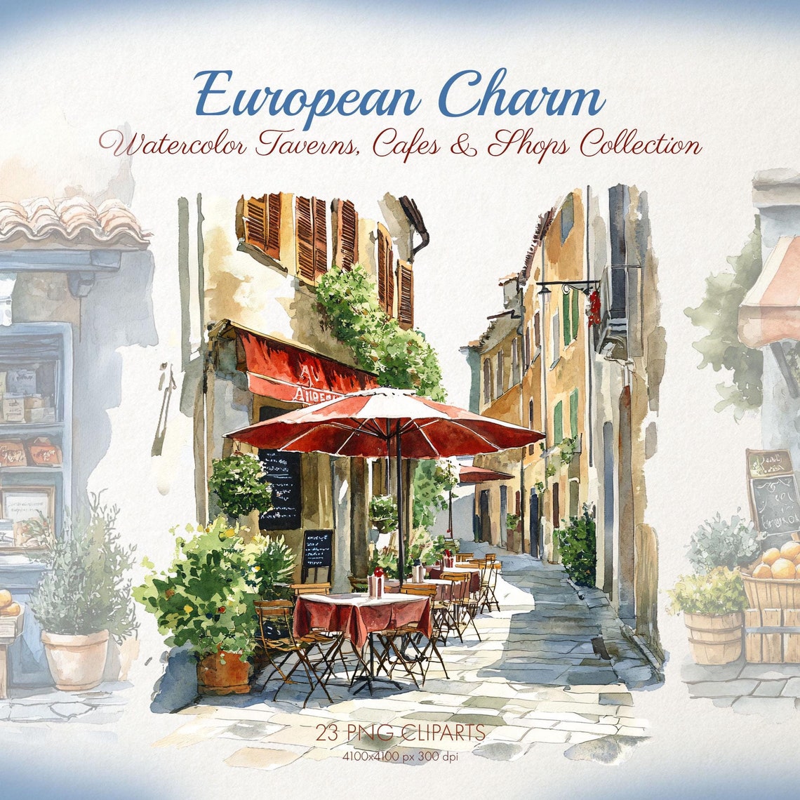 European Charm, Watercolor Taverns, Cafes & Shops Collection, Craft ...