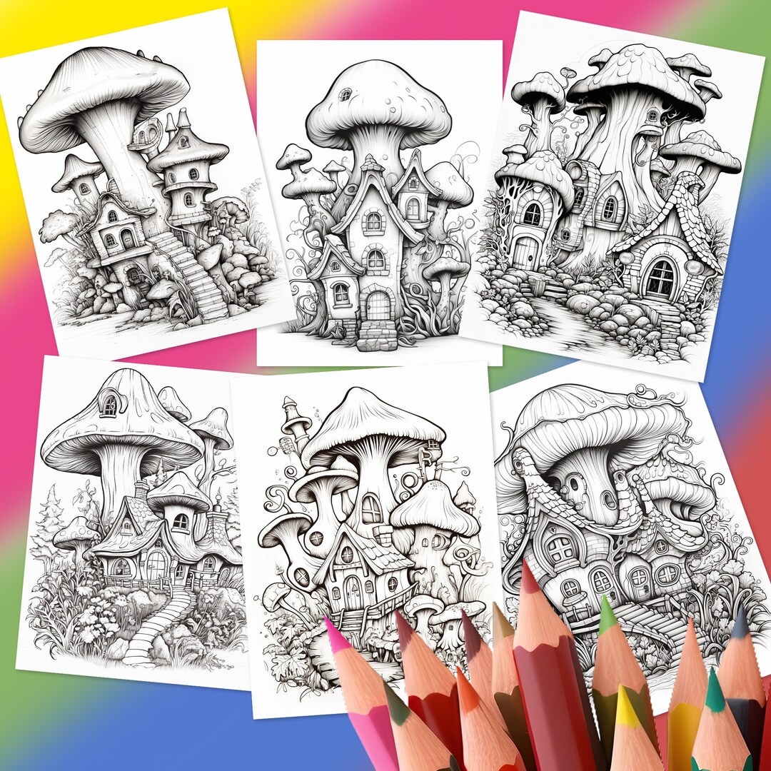 Whimsical Mushroom House Coloring Pages for Children - 23 Coloring ...
