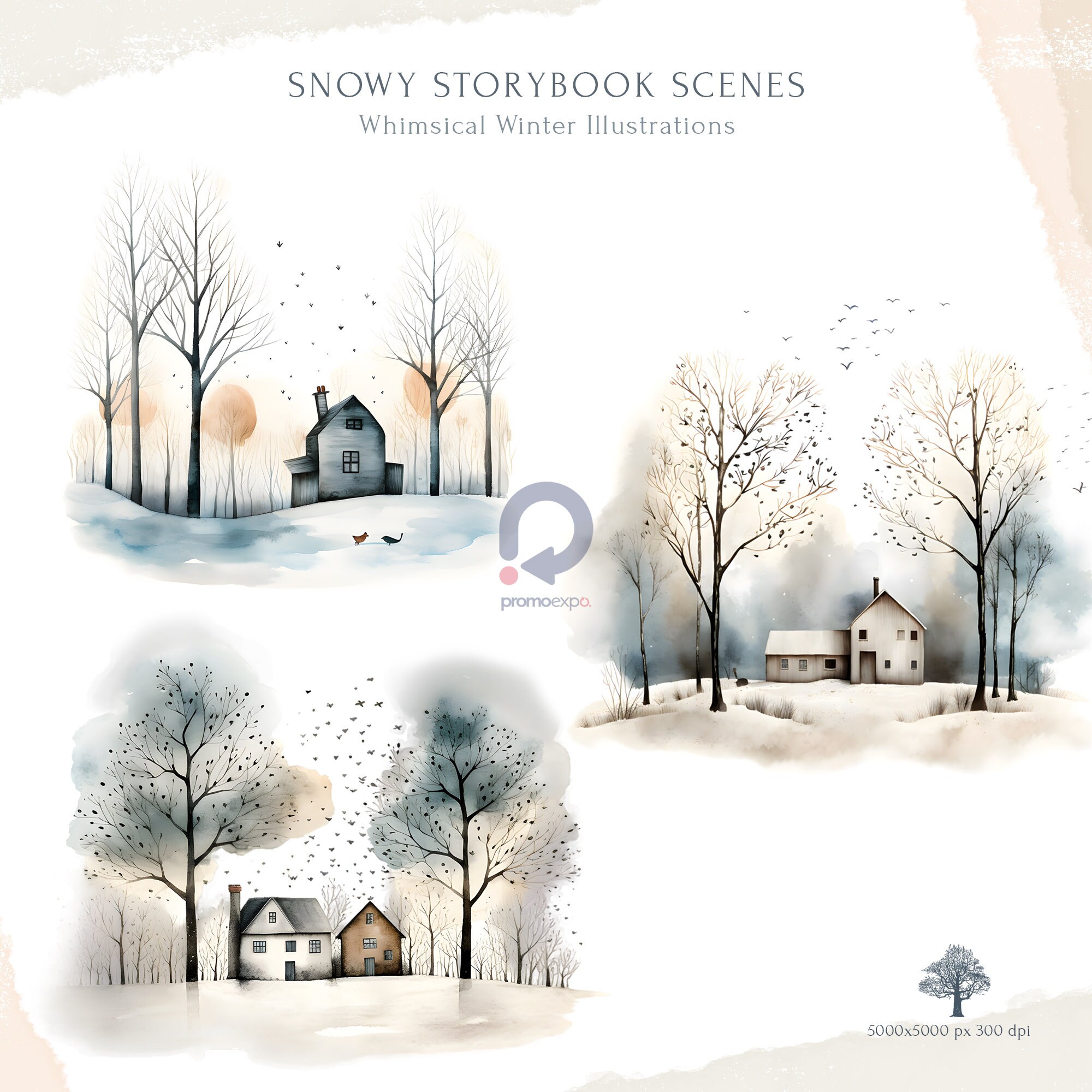 Snowy Storybook Scenes, Winter Forest Scenery, Christmas Scrapbook ...