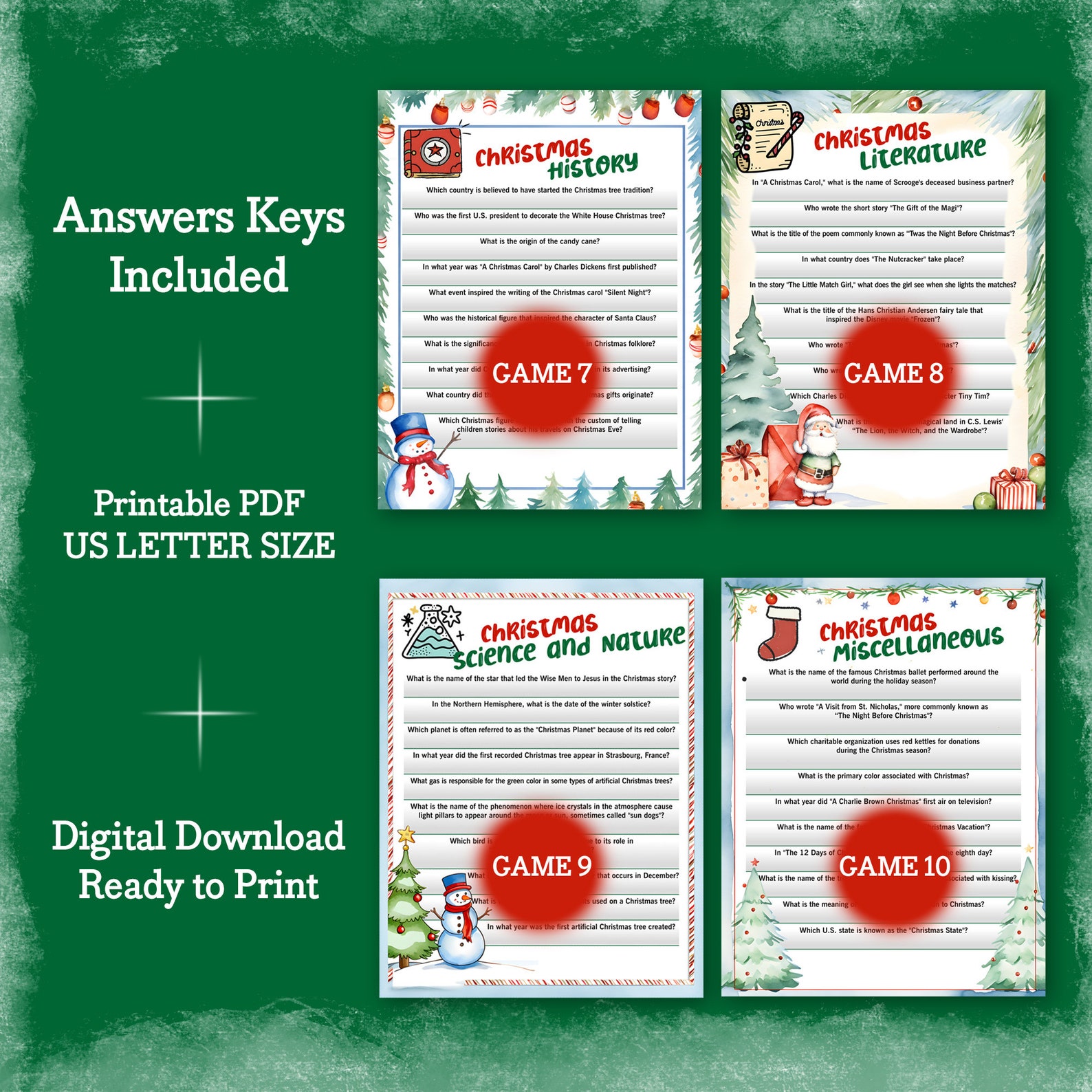Joyful Jingles Festive Facts Printable Christmas Game Bundle, Christmas ...