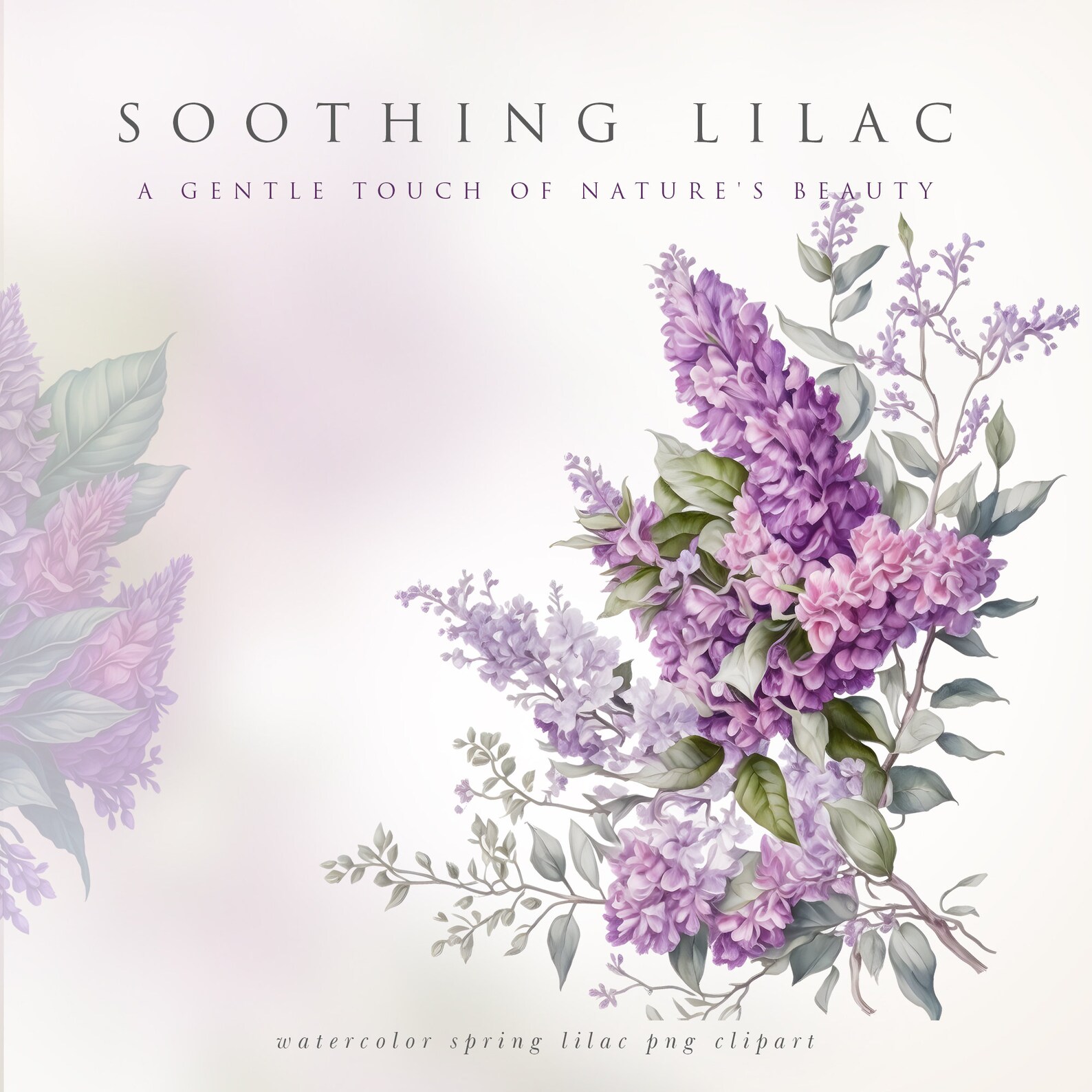 Soothing Lilac Blooms, Watercolor Lilac Clipart, Digital Floral ...
