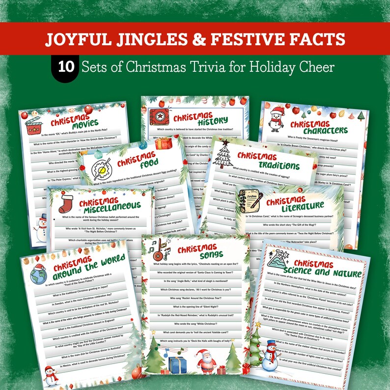 Joyful Jingles Festive Facts Printable Christmas Game Bundle, Christmas ...