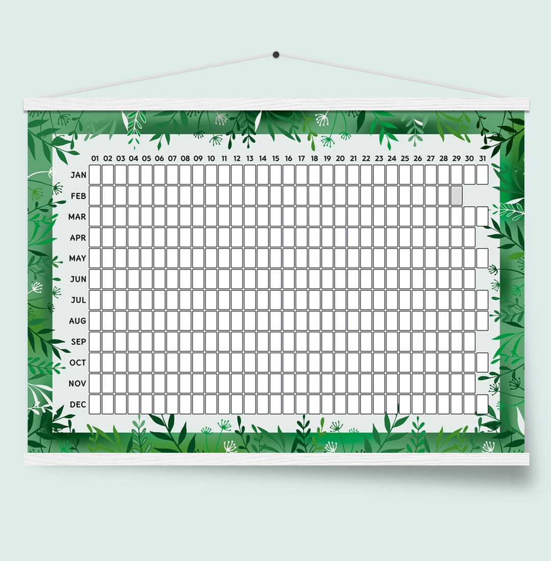 Evergreen Leaf Design Perpetual Calendar, Perpetual Birthday Calendar ...