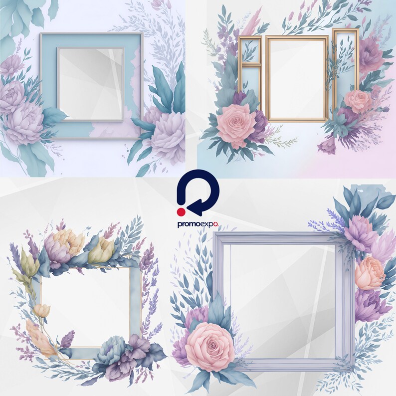 Watercolor Clipart Floral Frames, Color Pastel Frames, Photo Frames ...