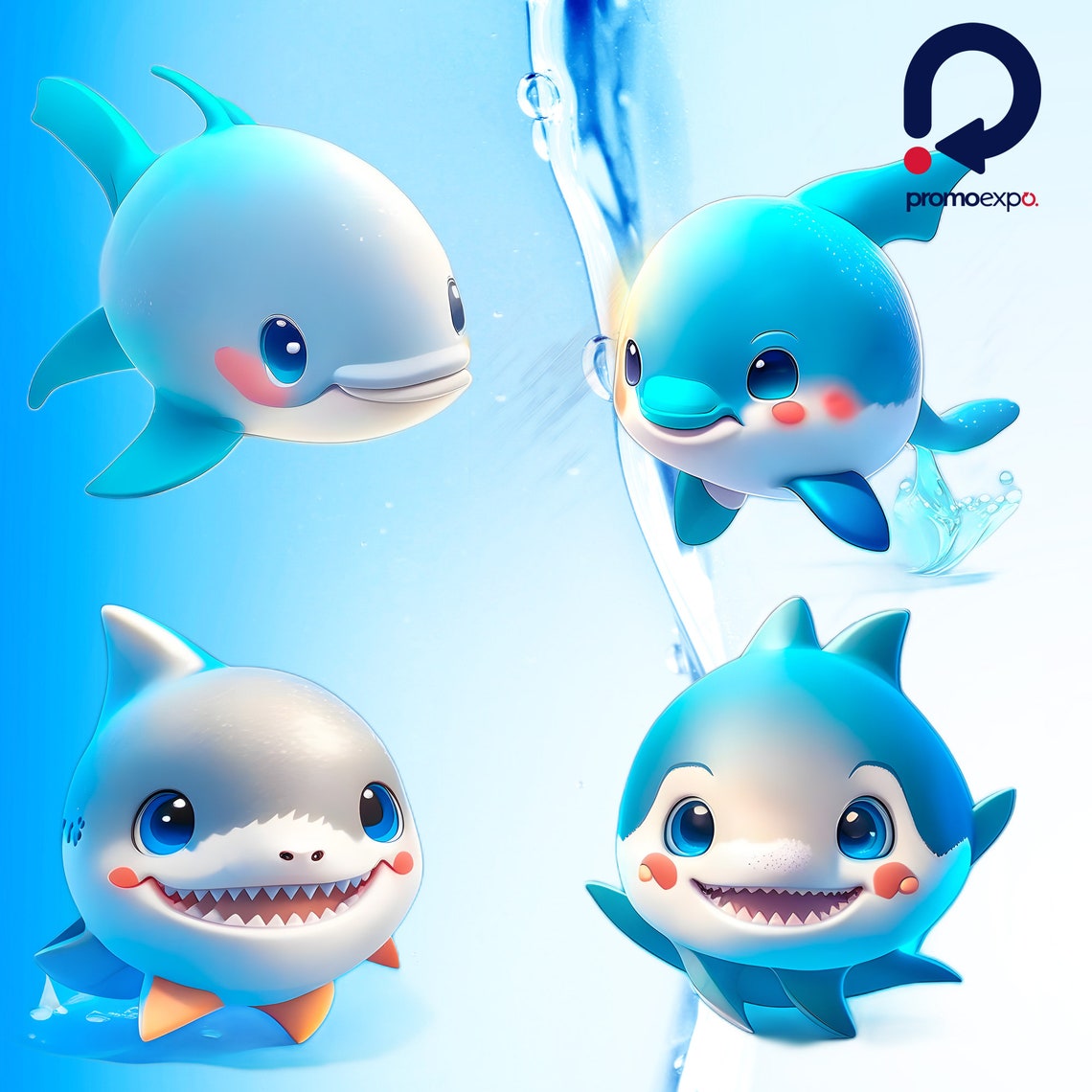 Cute Tiny Anime Sharks and Dolphins Clipart Adorable Shark - Etsy