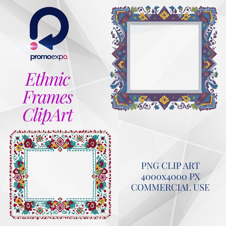 Ethnic Frames Clipart , Color Pastel Frames, Floral Frames, Photo ...