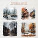 Rainy Autumn Day Watercolor Clipart: Cozy Fall Scenes (PNG Printable ...