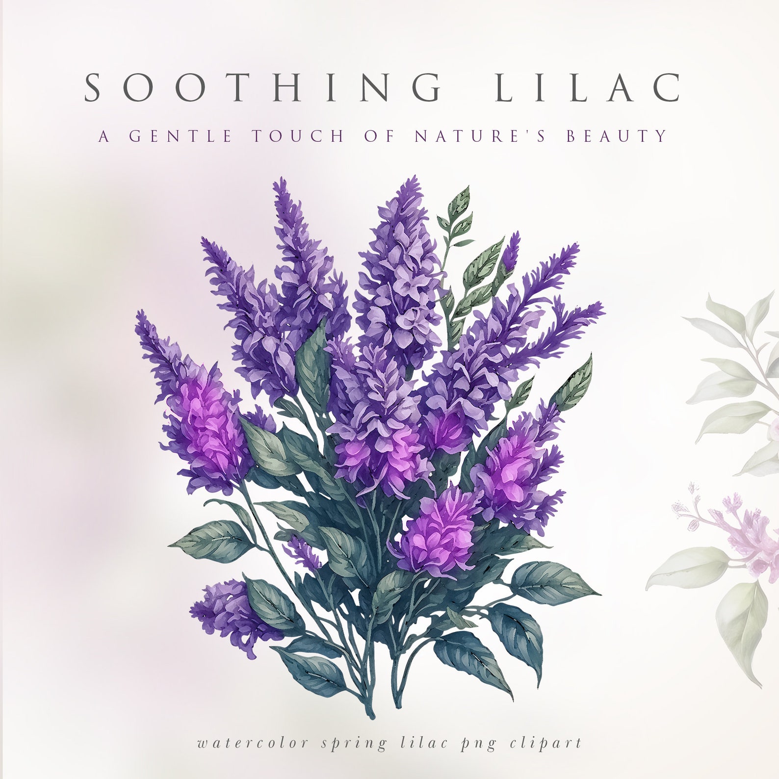 Soothing Lilac Blooms, Watercolor Lilac Clipart, Digital Floral ...