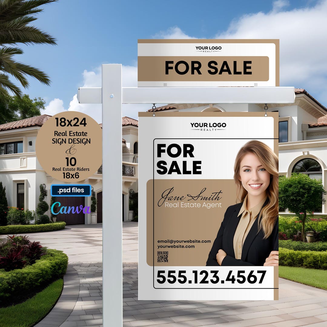 Real Estate Yard Sign Template: Modern Property Sign (PSD) - Etsy