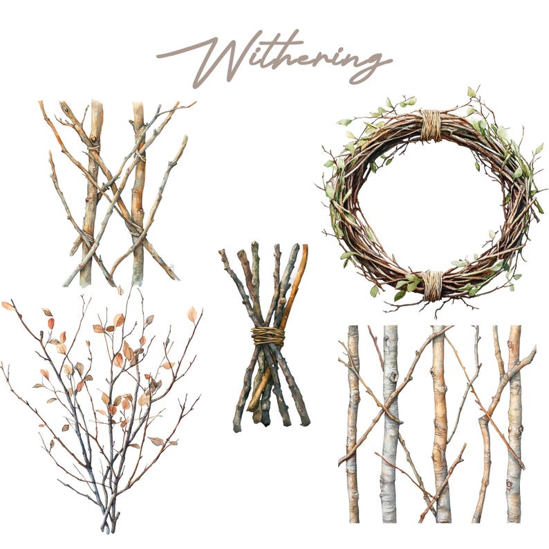 Watercolor Twig Wreath PNG: Rustic Wedding Decor (digital Download) - Etsy