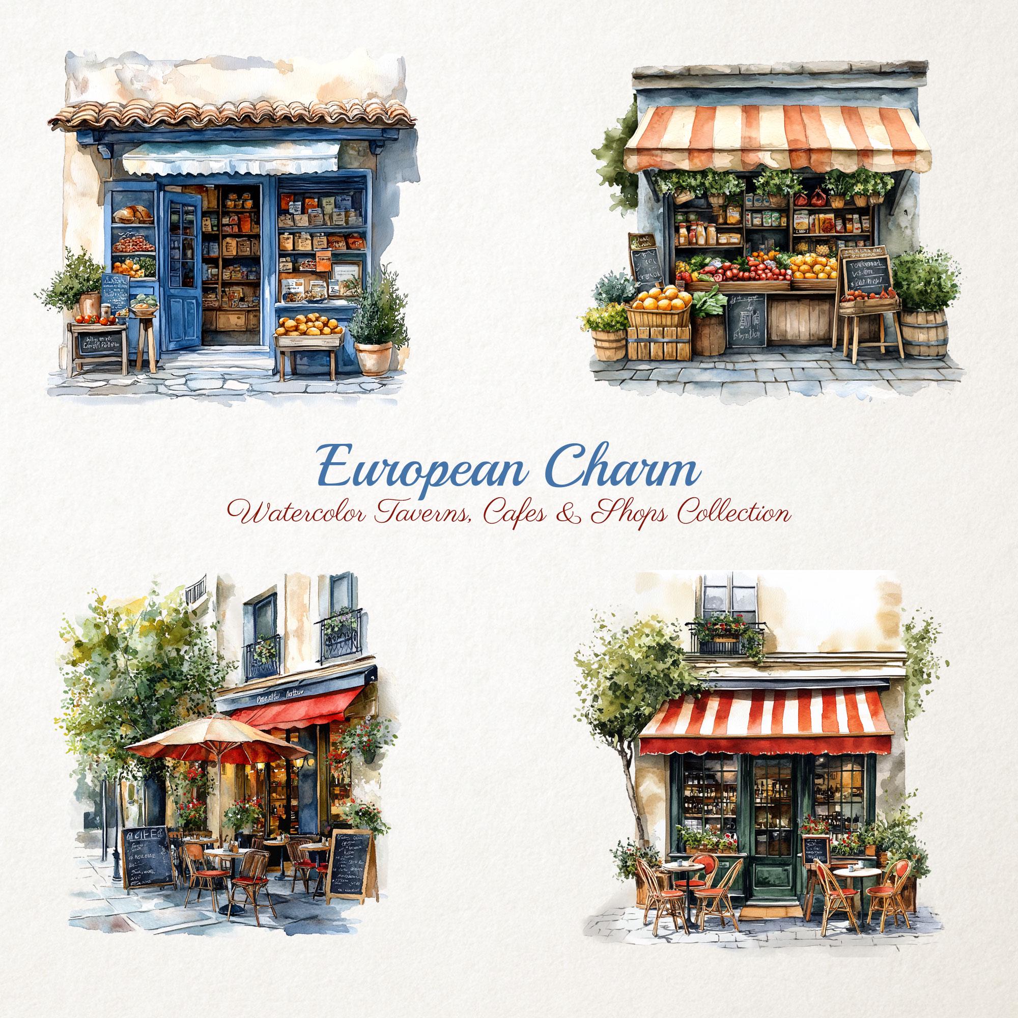 European Charm, Watercolor Taverns, Cafes & Shops Collection, Craft ...