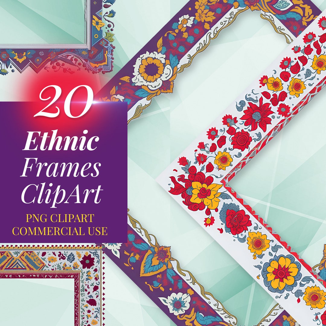 Ethnic Frames Clipart Color Pastel Frames Floral Frames - Etsy