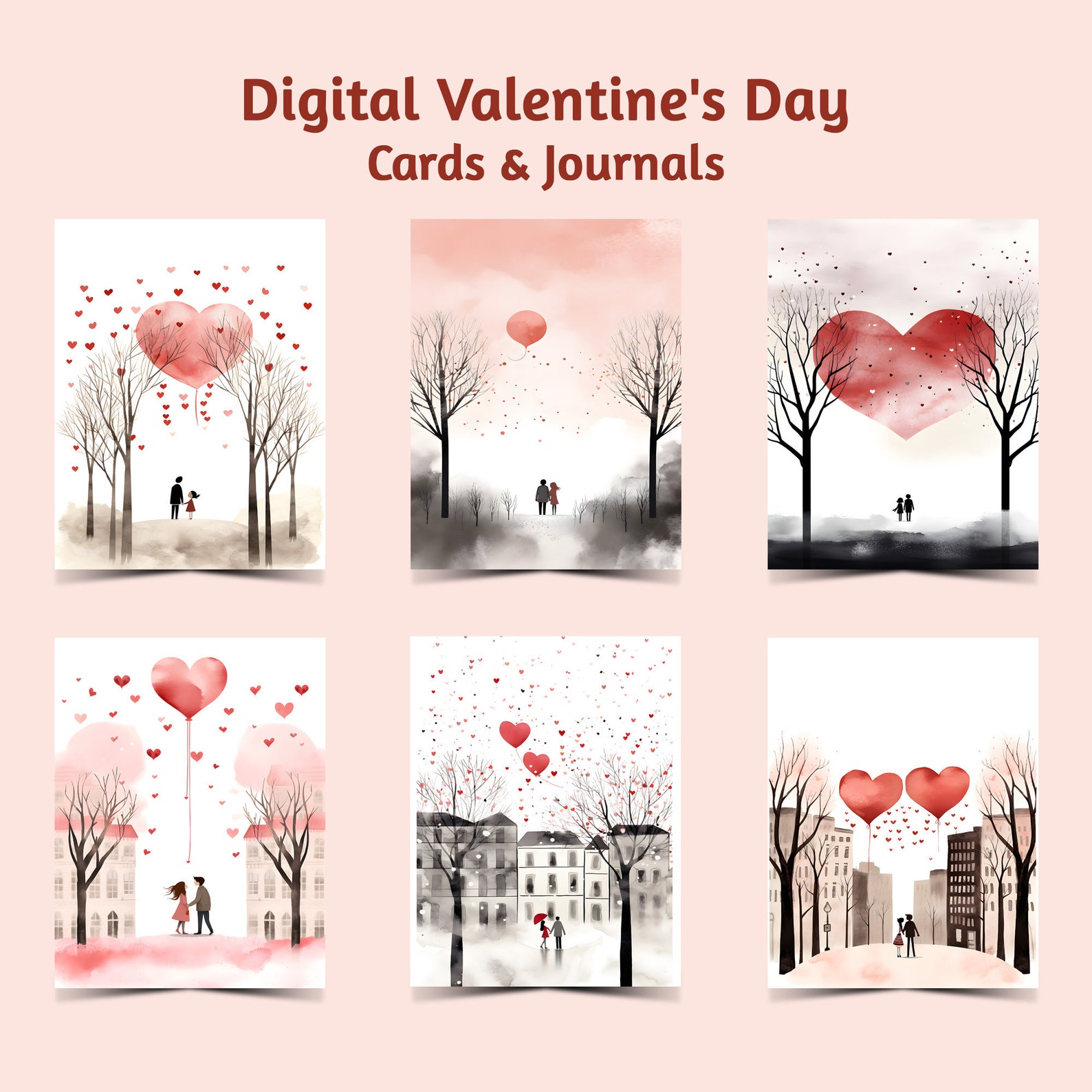 Digital Valentine's Day Cards & Journals - Printable Love Notes for A4 ...