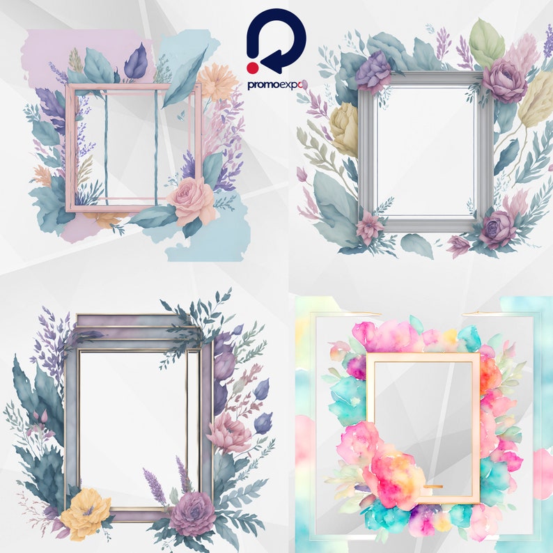 Watercolor Clipart Floral Frames, Color Pastel Frames, Photo Frames ...