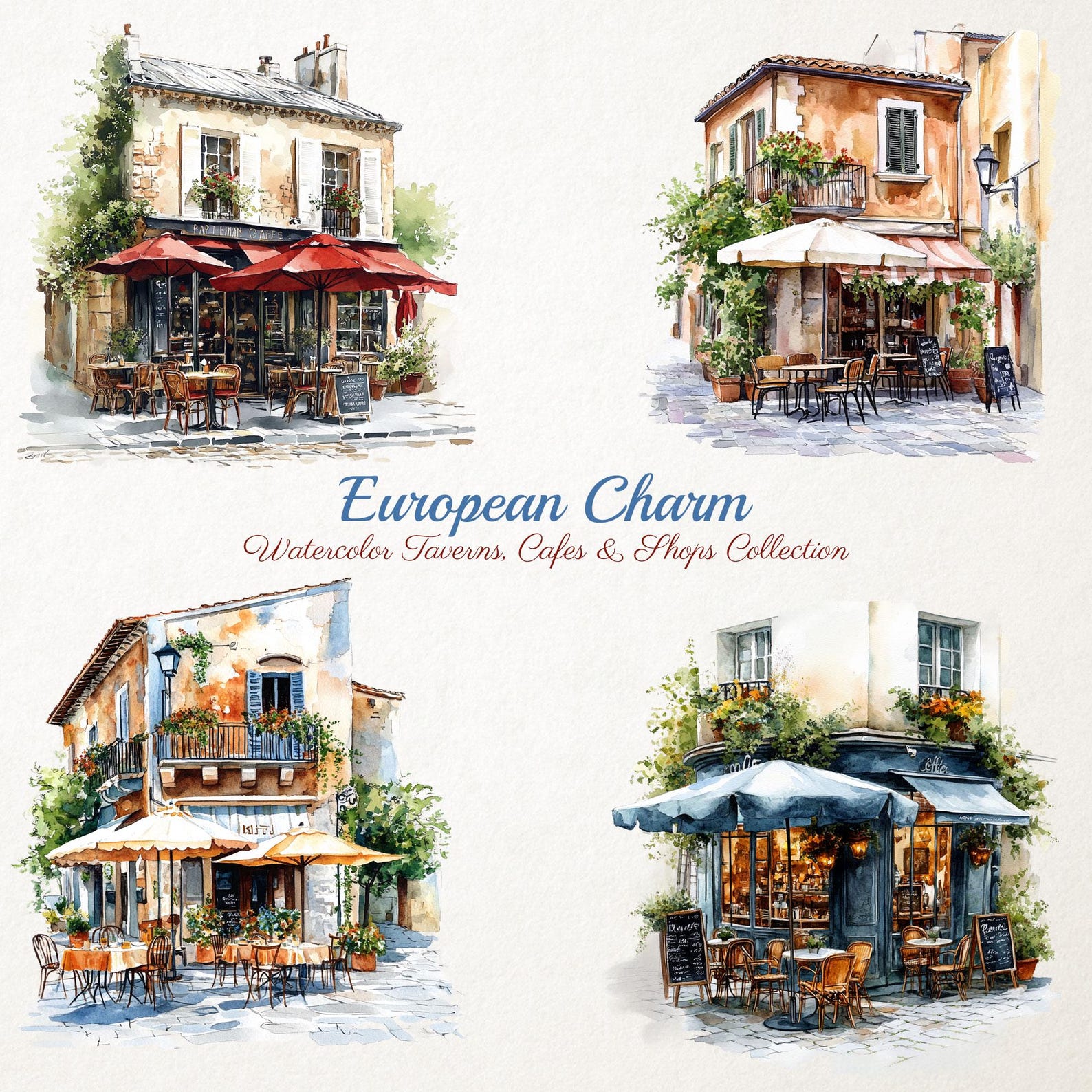European Charm, Watercolor Taverns, Cafes & Shops Collection, Craft ...