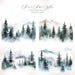 Foggy Pine Forest Watercolor Clipart: PNG Illustrations (digital ...