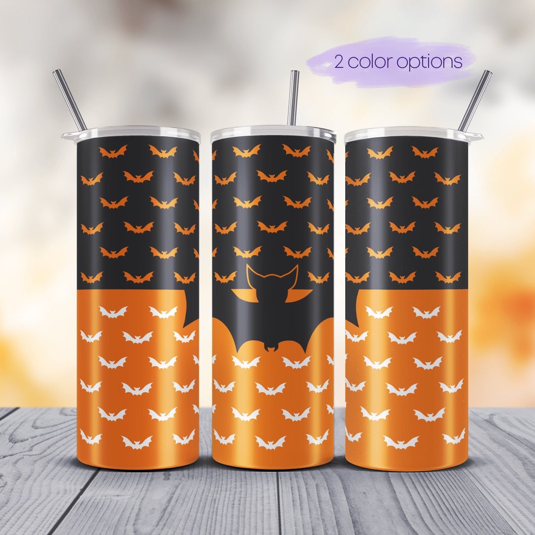 Bat-themed Skinny Tumbler Wrap Spooky Bats Tumbler Skinny 20 Oz ...