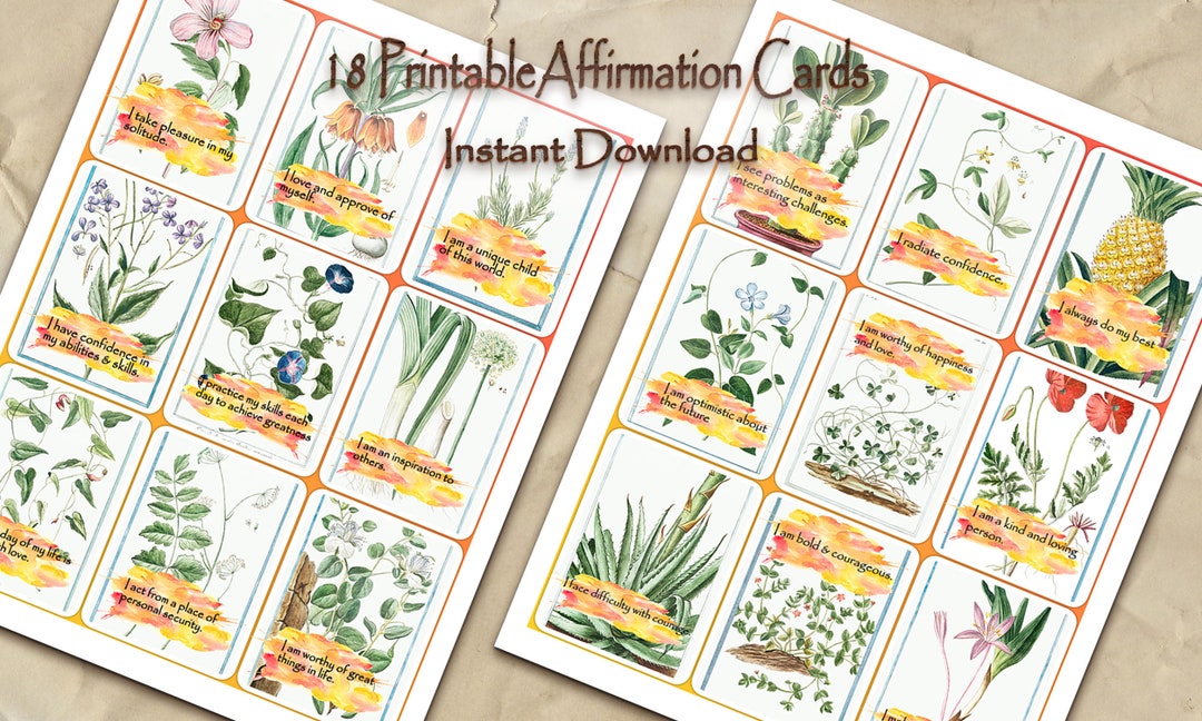 Printable Affirmation Cards: Botanical Self-help Stickers (PDF) - Etsy