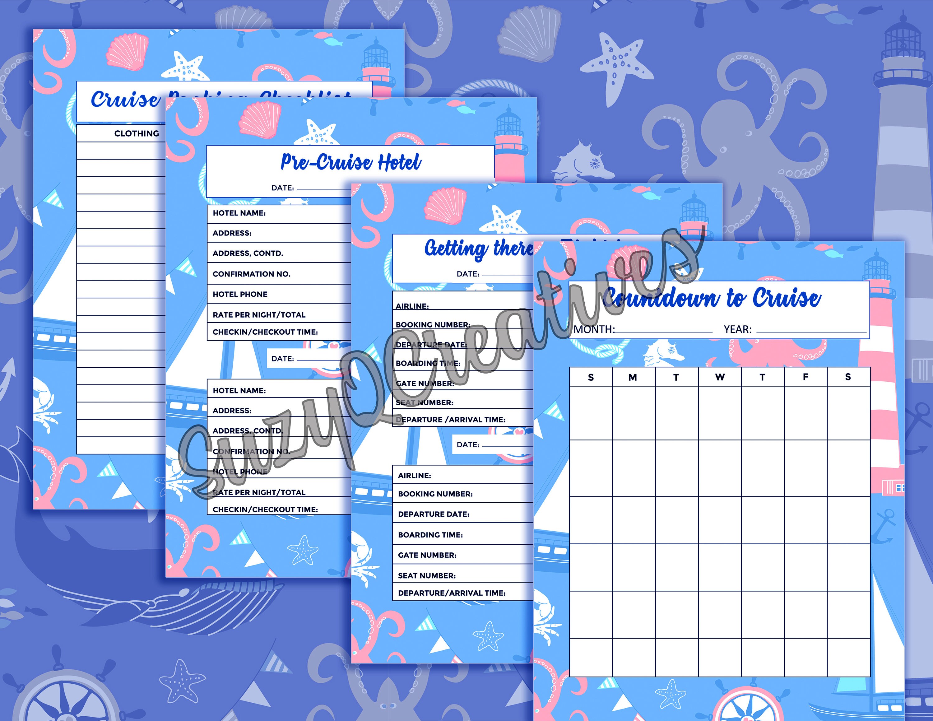 Cruise Planner & Journal, 24 Pages - Nautical Theme! Print All You Want ...