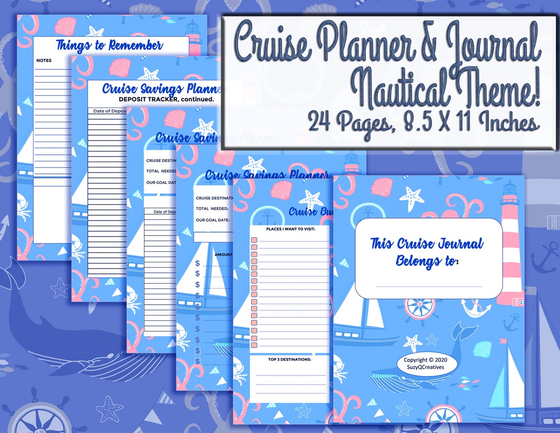 Cruise Planner & Journal, 24 Pages - Nautical Theme! Print All You Want ...