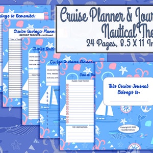 Cruise Planner & Journal, 24 Pages - Nautical Theme! Print All You Want ...