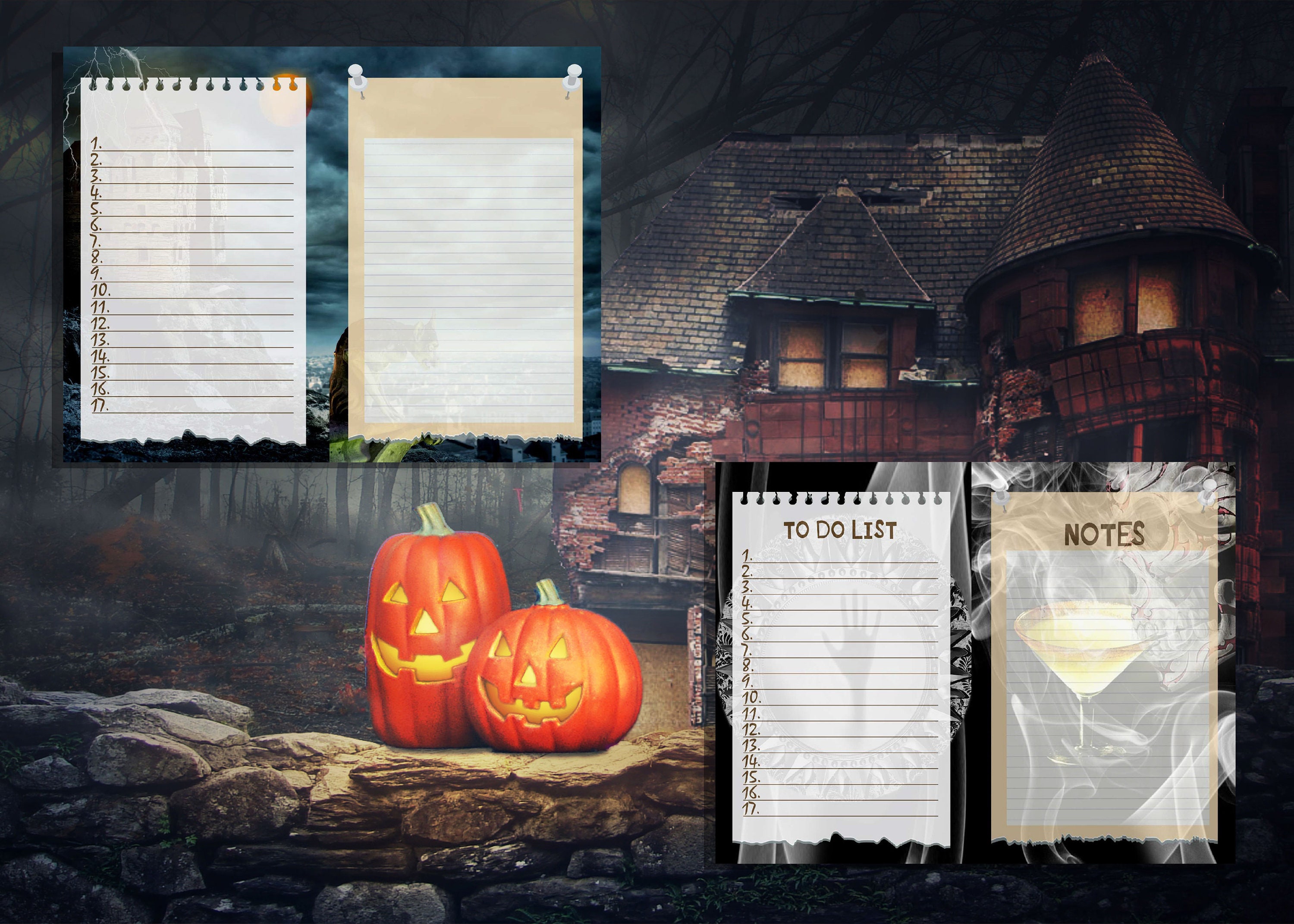 Halloween Notes Printable Kit: Spooky Theme for Lists and Notes ...