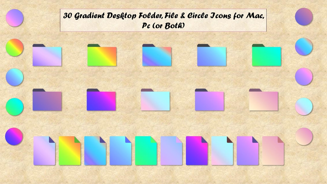 Multicolored Gradient Folder Icon Bundle for Mac and PC. 10 Each: Files ...
