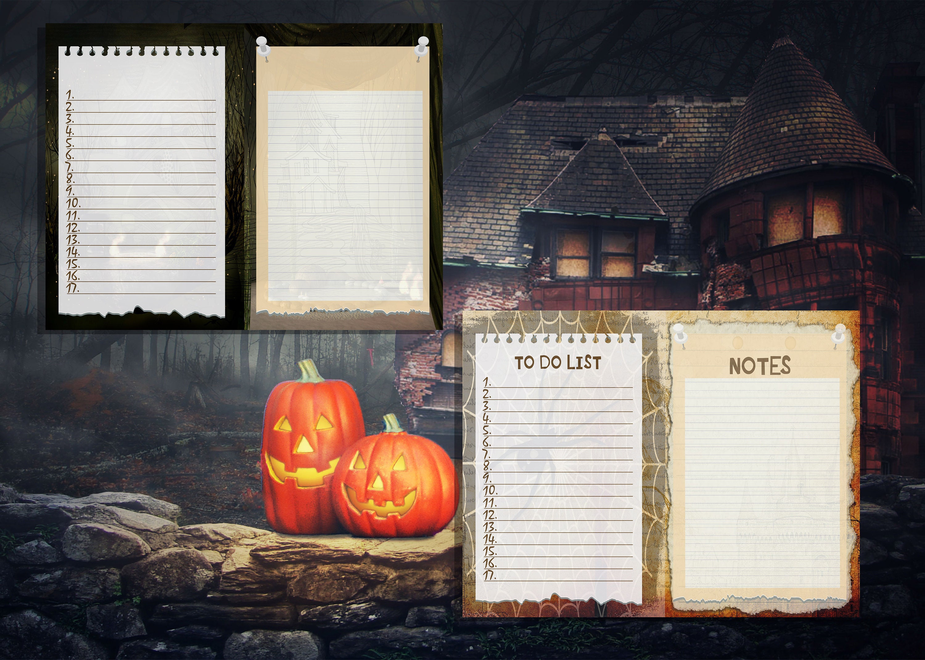 Halloween Notes Printable Kit: Spooky Theme for Lists and Notes ...