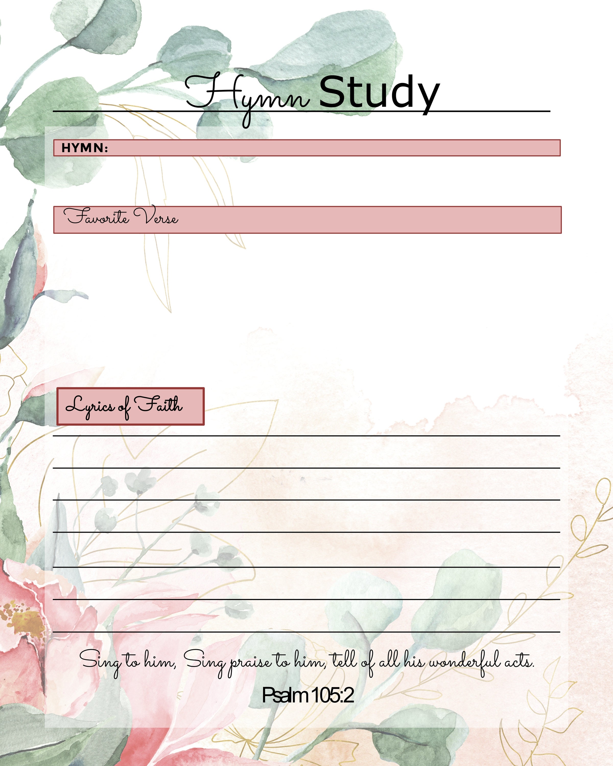Printable Worship and Prayer Journal, 20 Beautiful Pages, Instant ...