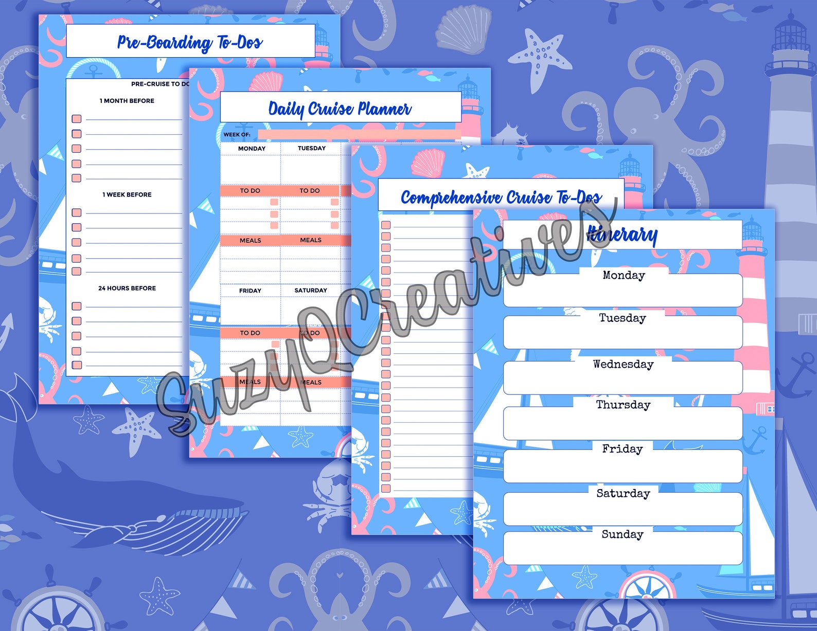 Cruise Planner & Journal, 24 Pages - Nautical Theme! Print All You Want ...
