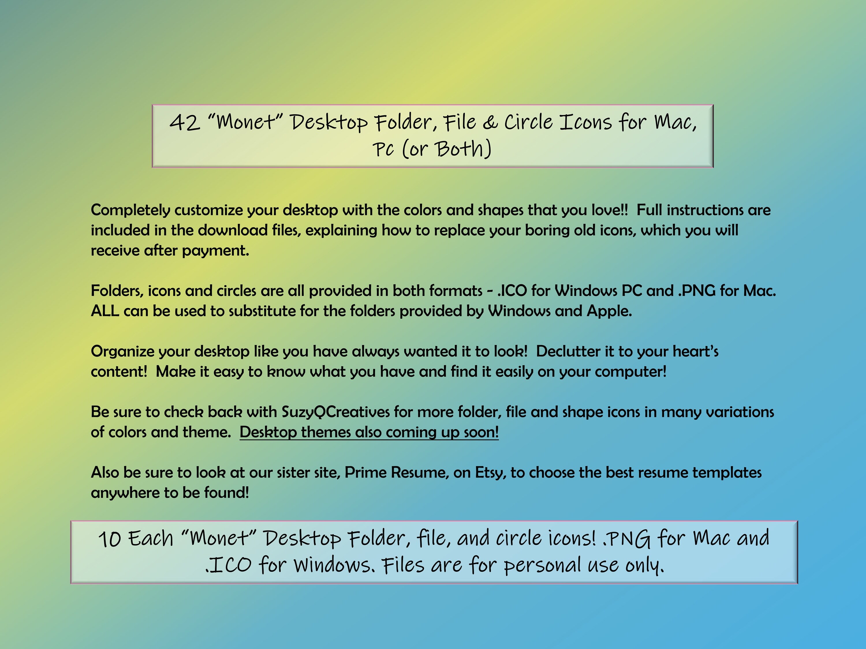 Monet Masterpieces Desktop Icons: Folder, File, Circle (digital ...