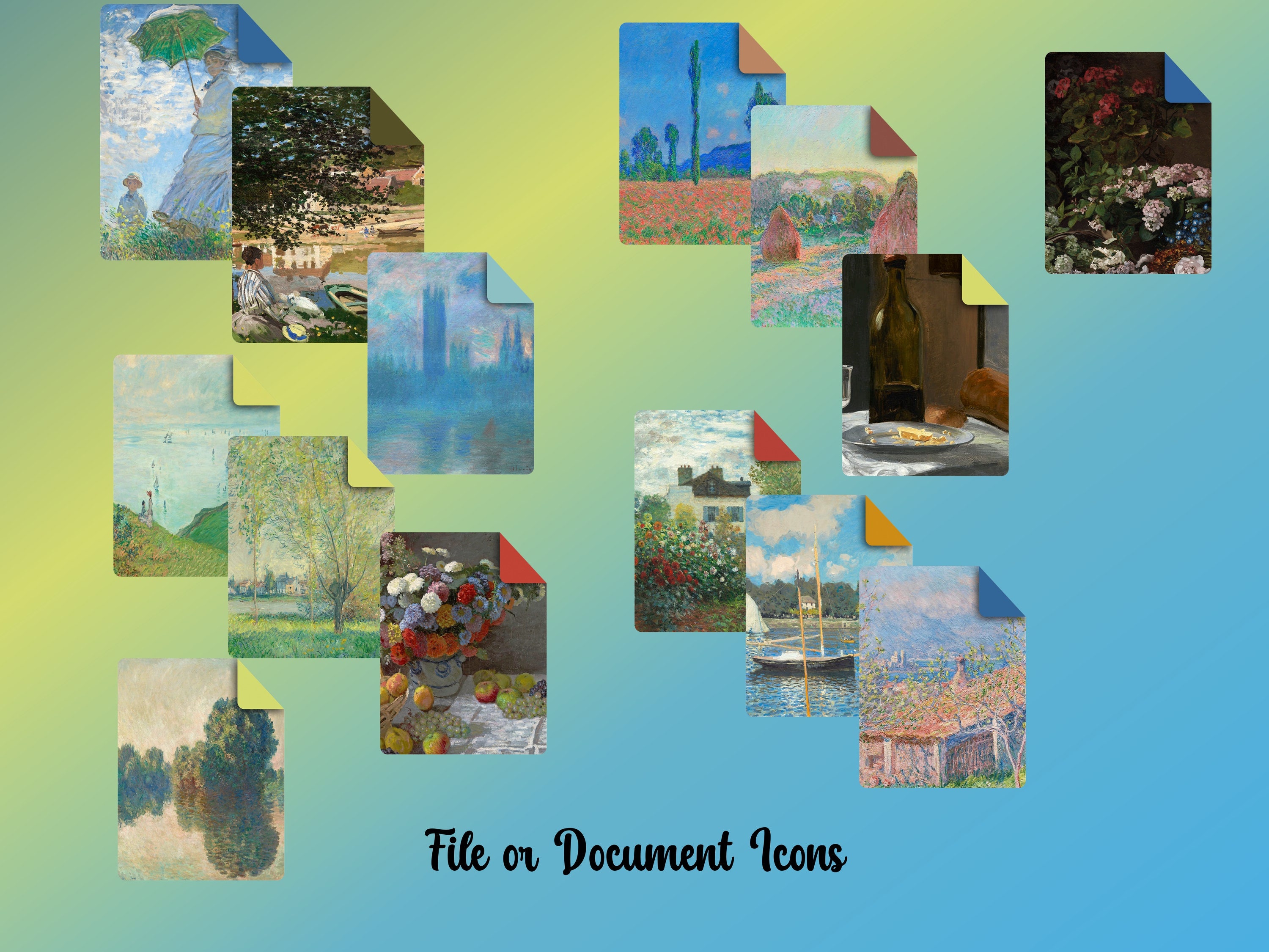 Monet Masterpieces Desktop Icons: Folder, File, Circle (digital ...