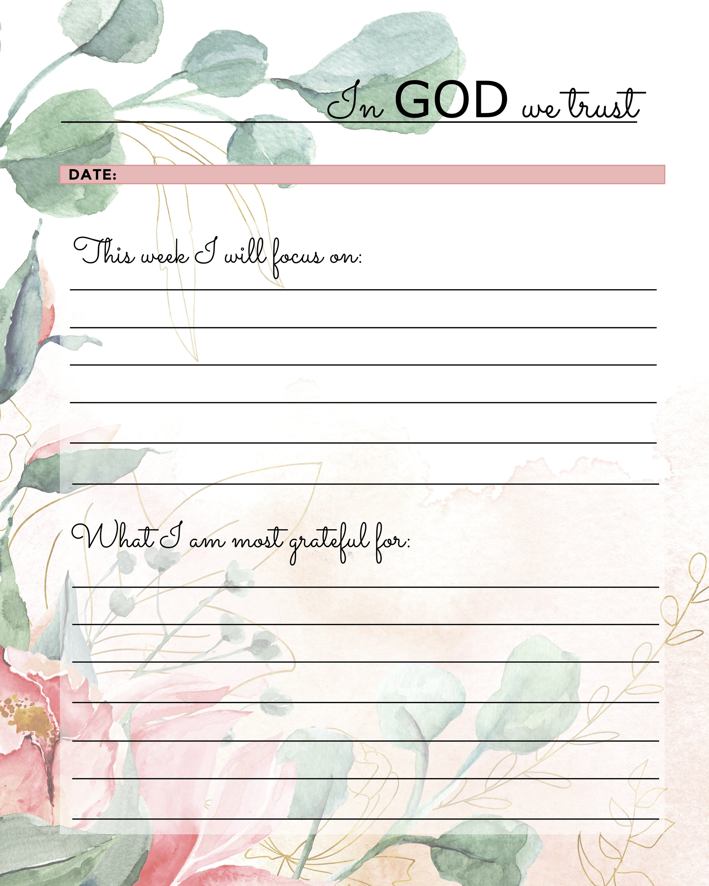Printable Worship and Prayer Journal, 20 Beautiful Pages, Instant ...