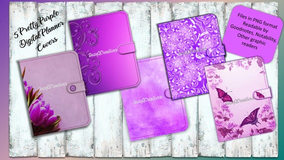 5 Digital Purple Planner Notebook Covers PNG Files for | Etsy