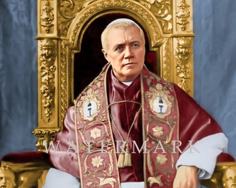 Custom Colorized Digital Photo Painting of Pope St. Pius X | Etsy