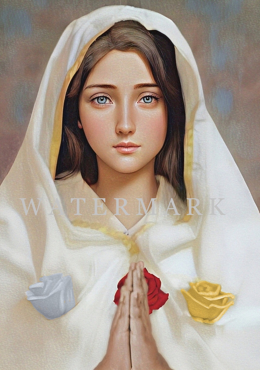 Rosa Mystica - the Most Blessed Virgin Mary - Custom Digital Oil Painting - DIGITAL DOWNLOAD - Etsy